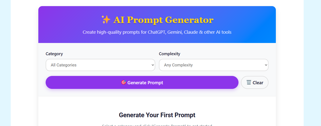 AI Prompt Generator – Create Powerful AI Prompts in Seconds