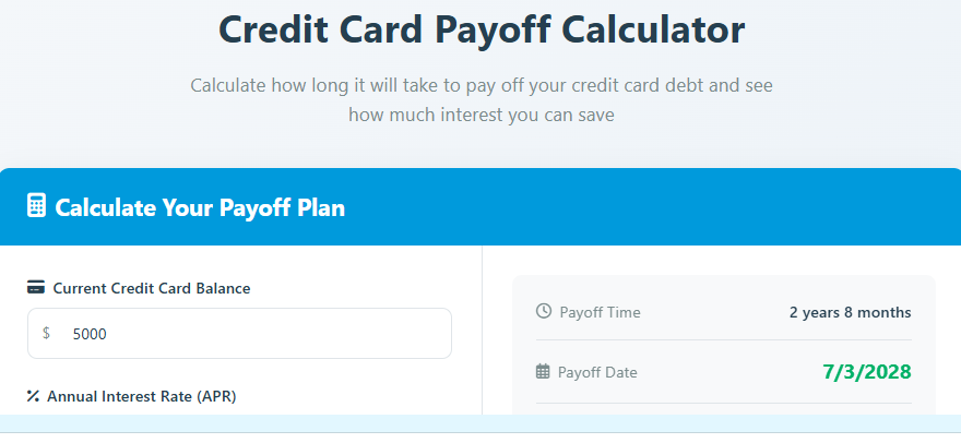 Credit Card Payoff Calculator – Get Out of Debt Faster (2025)