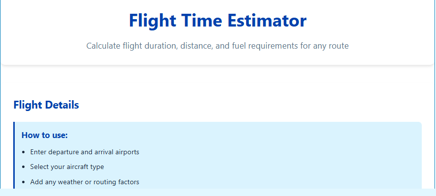 Flight Time Estimator – Calculate Flight Duration Free (2025)